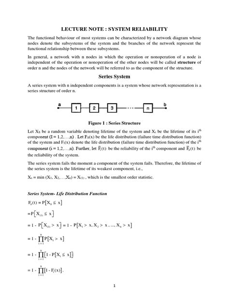 system reliability lecture 1 pdf reliability engineering series