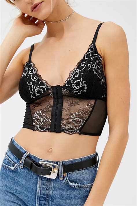Out From Under Sheer Lace Hook Eye Cami Urban Outfitters