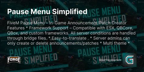 Pleb Masters Forge Hub Pause Menu Simplified