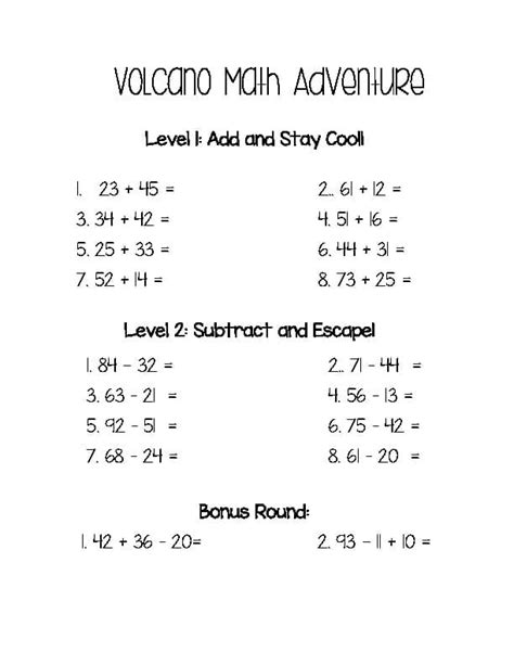 Volcano Math By Simplistic Education Tpt