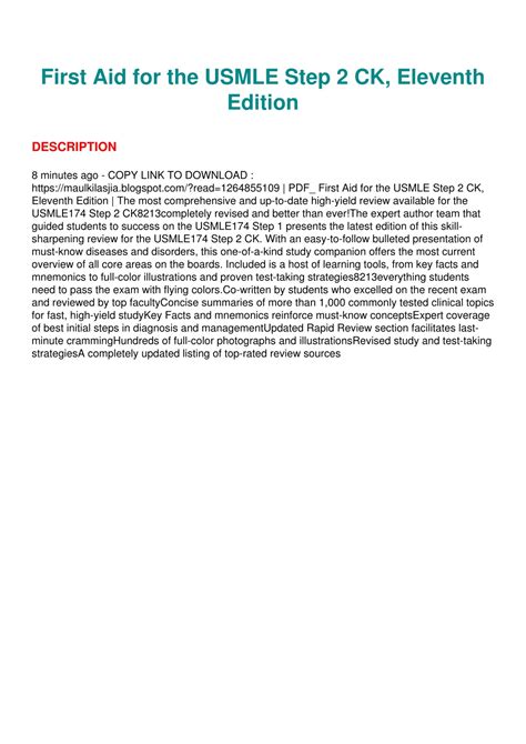 Ppt Pdfread First Aid For The Usmle Step 2 Ck Eleventh Edition Ipad