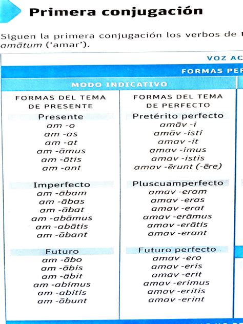 Verbos De La Primera Conjugación Pdf