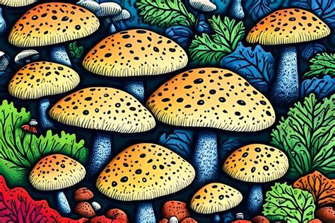 Premium Ai Image Toadstools In The Forest