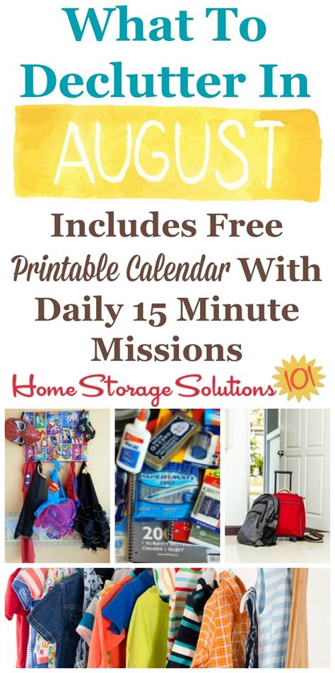 August Declutter Calendar Minute Daily Missions For Month