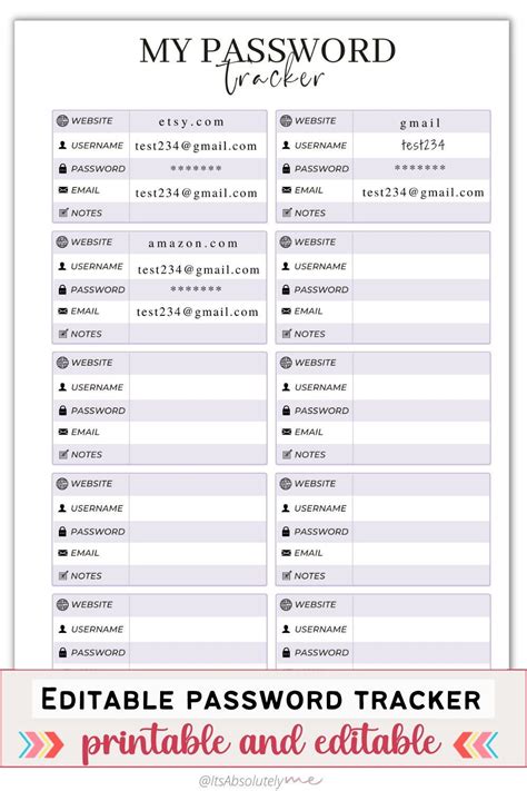 Password Tracker Digital Password Tracker Password Tracker Printable Password Log Password