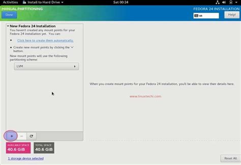 Manual Partioning Screen Fedora Workstation Linuxtechi