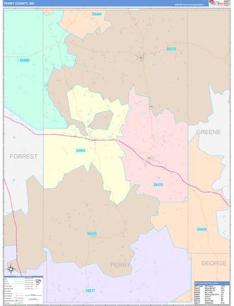 Perry County Ms Wall Map Color Cast Style By Marketmaps Mapsales