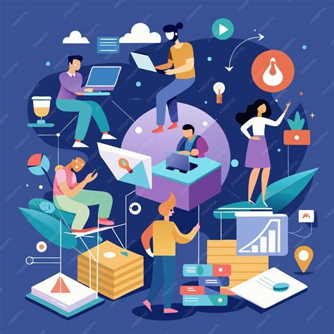 Premium Vector Collaborative Workflow And Project Management