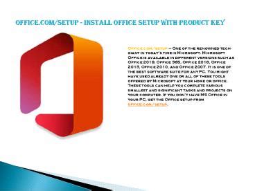 PPT Office Setup Installation By Office Com Setup 1 PowerPoint Presentation Free To