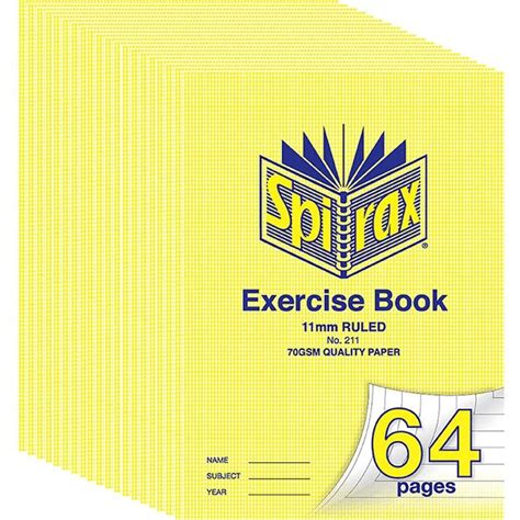 Spirax 211 Exercise Book Ruled Lines 11mm 70gsm 64 Page A4 20 Pack Big W