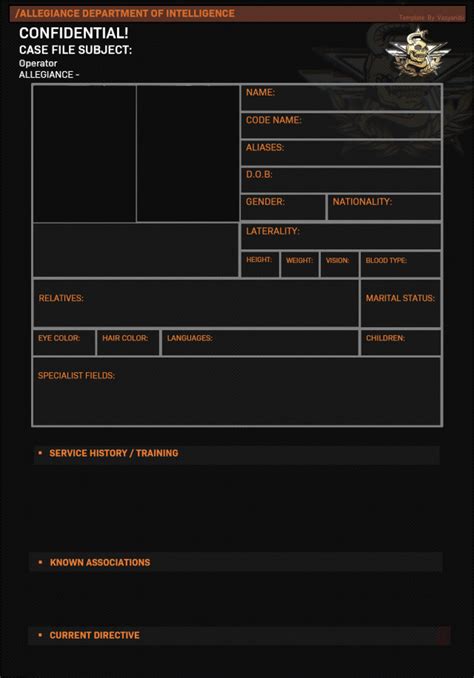 Hi Cod Oc Makers I Made A Dossier Template For Mw1 Allegiance