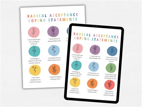 Radical Acceptance Coping Statements Cbt Print Dbt Skills Therapy