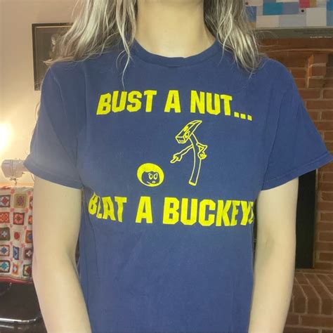 Vintage Tops Y2k Bust A Nut Beat A Buckeye Funny Michigan Vs Ohio