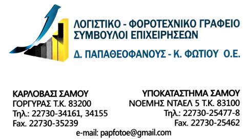 ΛΟΓΙΣΤΙΚΟ ΦΟΡΟΤΕΧΝΙΚΟ ΓΡΑΦΕΙΟ Δ ΠΑΠΑΘΕΟΦΑΝΟΥΣ Κ ΦΩΤΙΟΥ