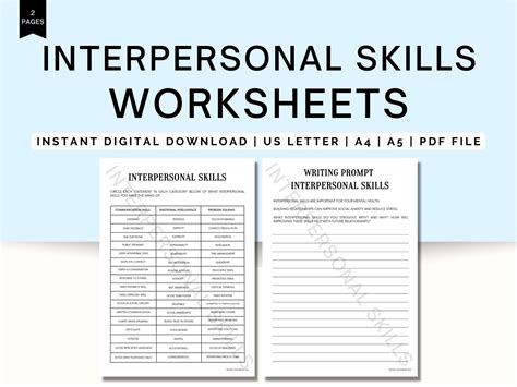 Printable Interpersonal Skills Worksheets Communication Journal Cbt Therapy Mental Health