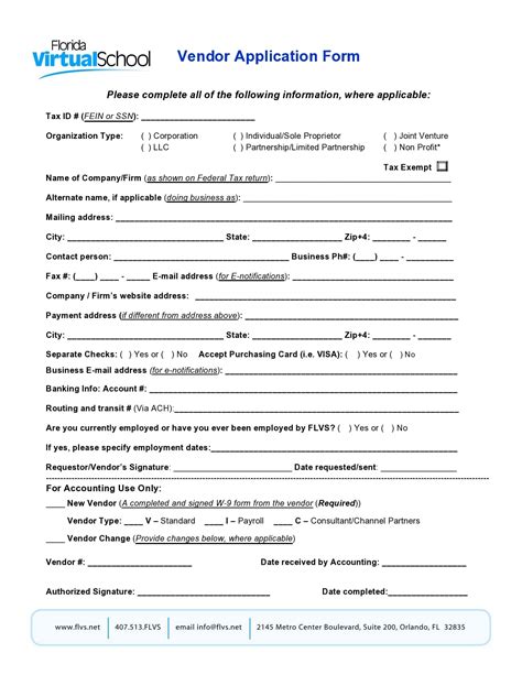 30 Free Vendor Application Forms Templates Templatearchive