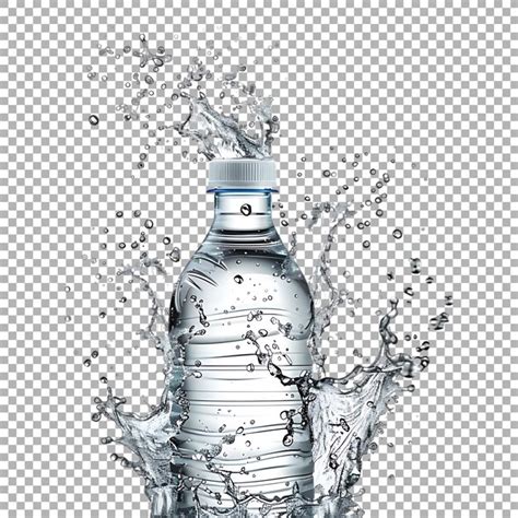 Бутылка с брызгой воды на прозрачном фоне Премиум Ai сгенерированный Psd