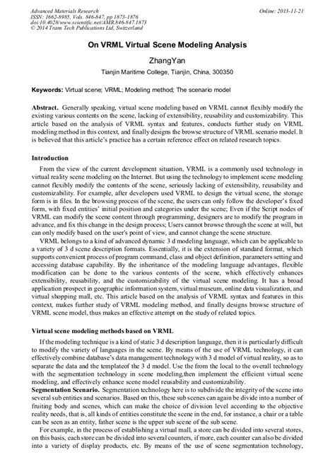 on vrml virtual scene modeling analysis scientific