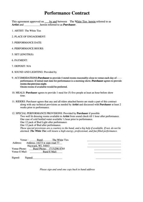 Performance Contract Printable Pdf Download