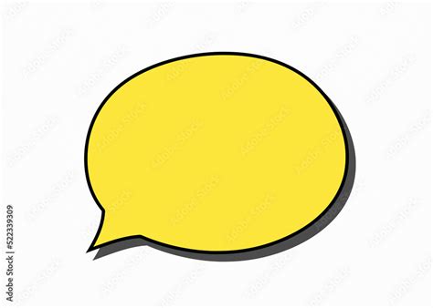 A Blank Empty Speech Bubble Cute Comic Strip Style Yellow Body Black Border Gray Shadow