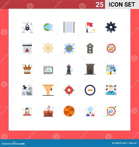 Set Of 25 Vector Flat Colors On Grid For Browser Target Temperature