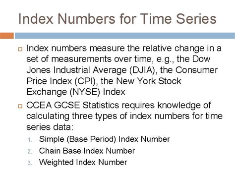 INDEX NUMBERS FOR TIME SERIES CCEA GCSE Statistics