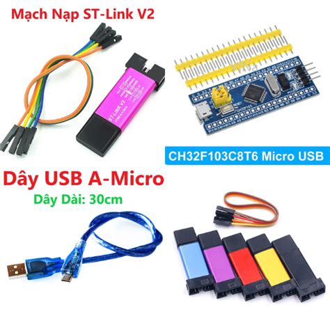 kit stm32f103c8t6 mini stm32 arm chính hãng mạch nạp st link v2 dây