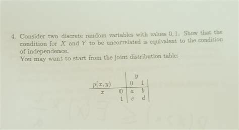 solved 4 consider two discrete random variables with values