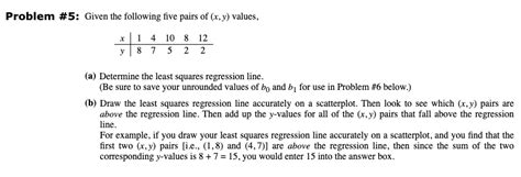 Solved Problem 5 Given The Following Five Pairs Of Xy