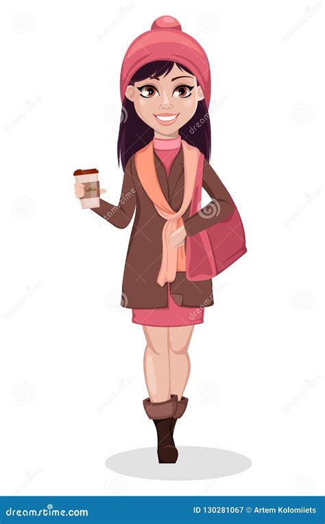 Muchacha Hermosa Personaje De Dibujos Animados Mujer Linda Con El