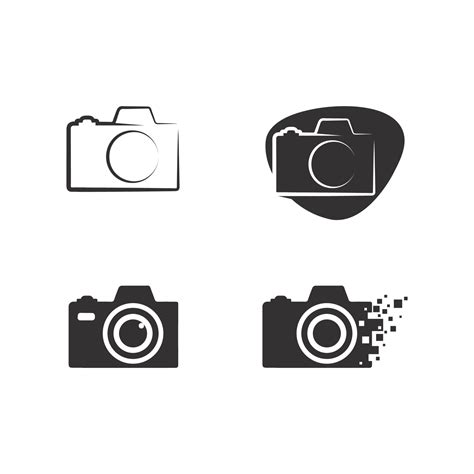 Photography Camera Logo Icon Vector Design Template Isolated On Black