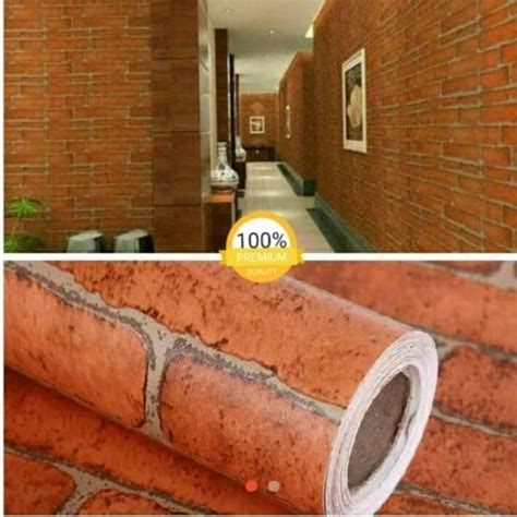 Jual Wallpaper Sticker Dinding Bata Putih Lis Abu Uk 8mx 45cm Bt Puth Lis Abu Bata Oren