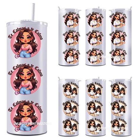 Latina Mexican Chicana Mom Chibi 20oz Uv Dtf Tumbler Straight Wrap