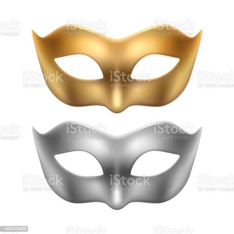 벡터 3d 현실적인 골든 실버 카니발 얼굴 마스크 아이콘 세트 파티를위한 마스크 마스크 근접 촬영 절연 남자 여자를위한 마스크의 디자인 템플릿 카니발 파티 비밀 영웅 낯선