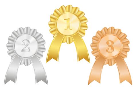 어워드 배지 금 은 청동 표지판 흰색 배경에서 격리된 벡터 그림 1위에 대한 스톡 벡터 아트 및 기타 이미지 1위 2 위
