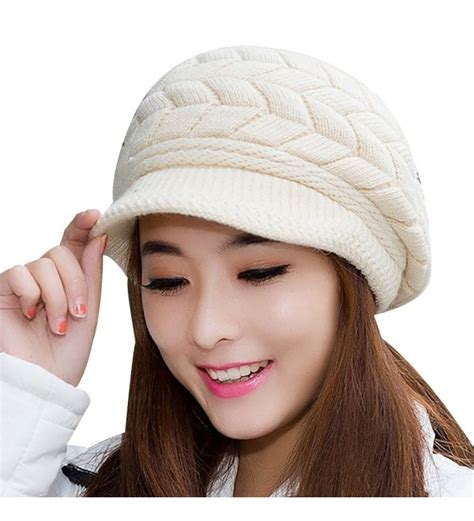 Womens Winter Solid Color Warm Knitted Baggy Beret Beanie Hat Slouch