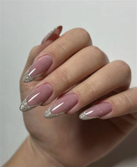 Glitter French Tip Almond Nails Elegant Almond Nail Designs