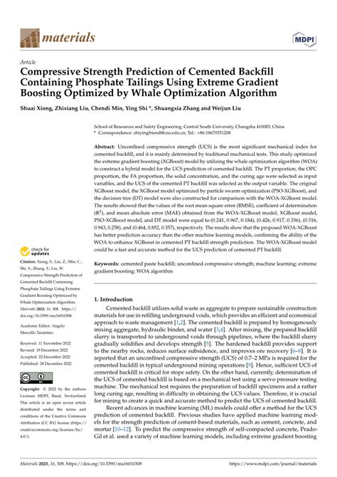Pdf Compressive Strength Prediction Of Cemented Backfill Containing