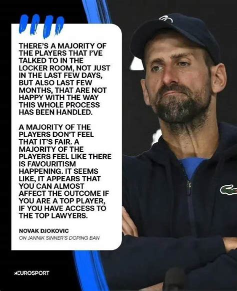 德约评价辛纳案：相关机构偏袒辛纳，很多球员都认为一切并不公平