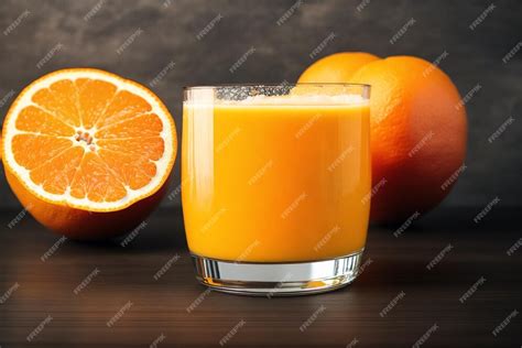Premium Ai Image A Glass Of Orange Juice Next To A Half Orange