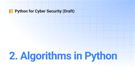 2 algorithms in python python for cyber security draft