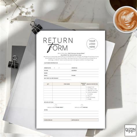 Editable Return Form Template Printable Small Business Order Form Printable Small Business