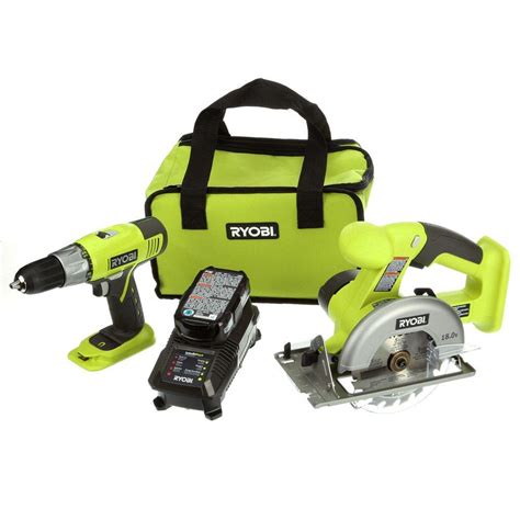 Ryobi 18 Volt One Lithium Ion Starter Combo Kit 2 Tool P825 The