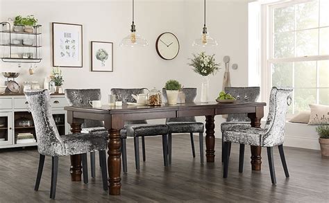 Hampshire Extending Dining Table 6 Kensington Chairs Dark Wood