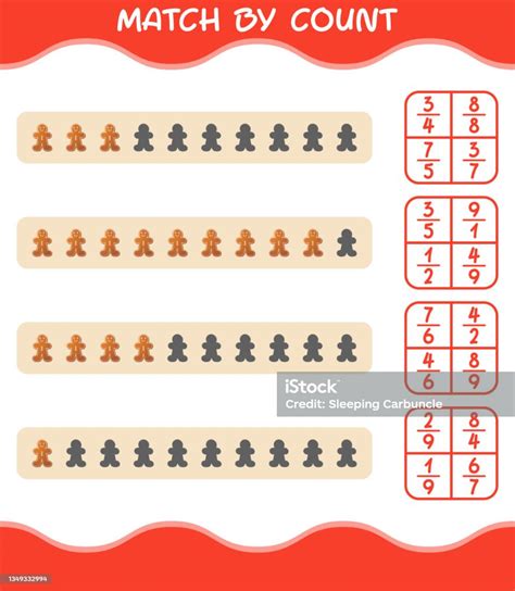 만화 진저 브레드 쿠키의 수로 일치합니다 게임을 일치하고 계산합니다 사전 쇼올 년 어린이와 유아를위한 교육 게임 0명에 대한