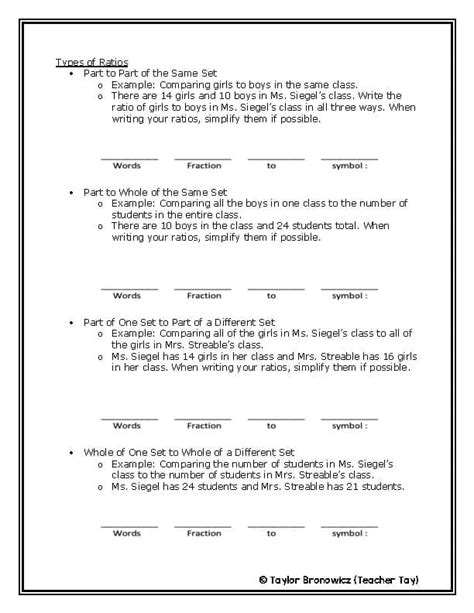 Ratio Guided Notes By Teacher Tay Tpt