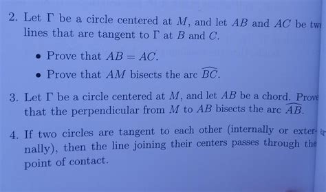 Solved 2 Let Γ Be A Circle Centered At M And Let Ab And Ac