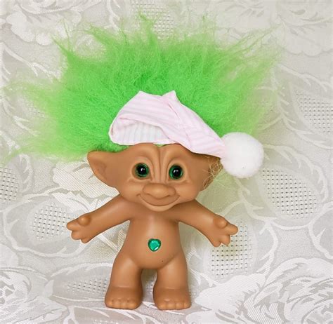 Russ Berrie And Company Troll Green Jewel Belly Button Doll Aunt Gladys