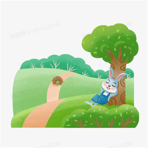 一组手绘插画龟兔赛跑套图合集元素三图片免费下载 png素材 编号13gi50gnj 图精灵