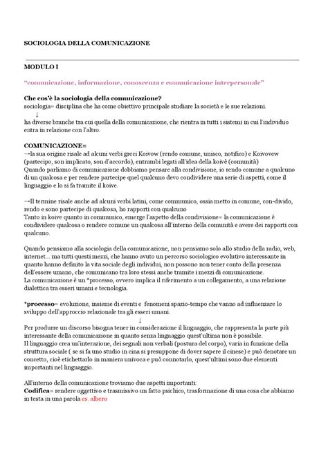 Sociologia Della Comunicazione Appunti Di Sociologia Della